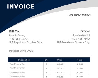 Title: Fully Editable Invoice Template Streamline Your Billing - Etsy