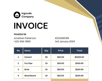 Title: Fully Editable Invoice Template Streamline Your Billing - Etsy