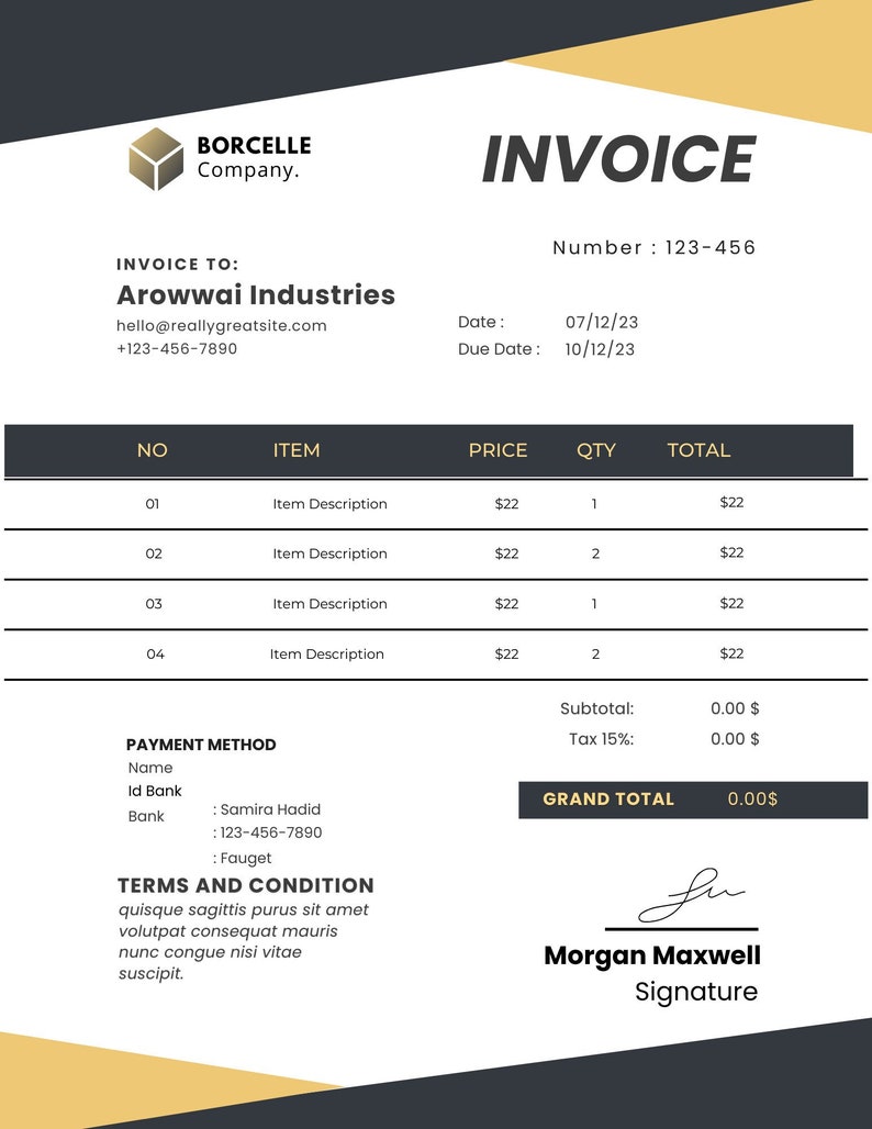 Title: Fully Editable Invoice Template Streamline Your Billing - Etsy
