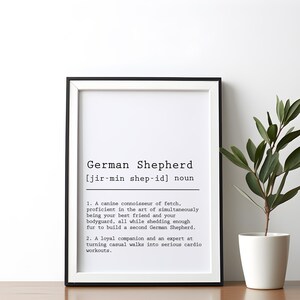 Funny German Shepherd Dictionary Definition Wall Art Definition Print ...