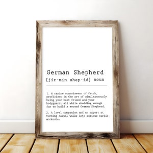 Funny German Shepherd Dictionary Definition Wall Art Definition Print ...