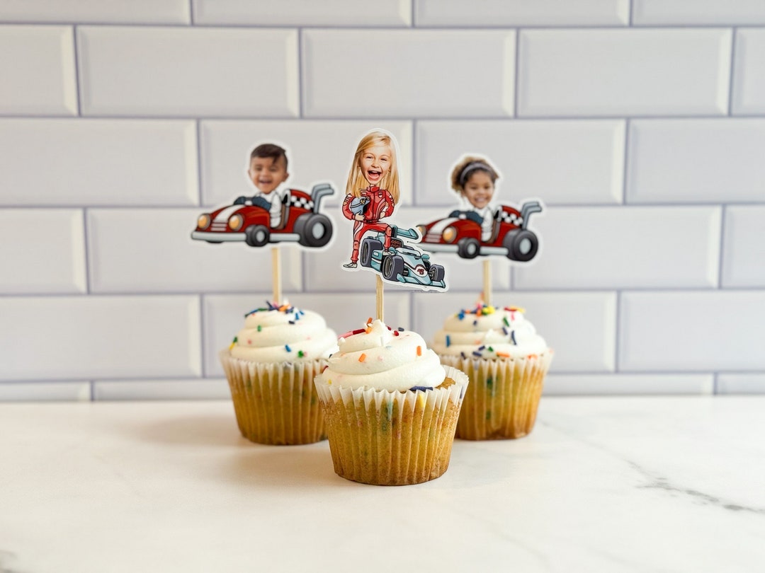 Custom Photo Racecar Cupcake Toppers - Etsy