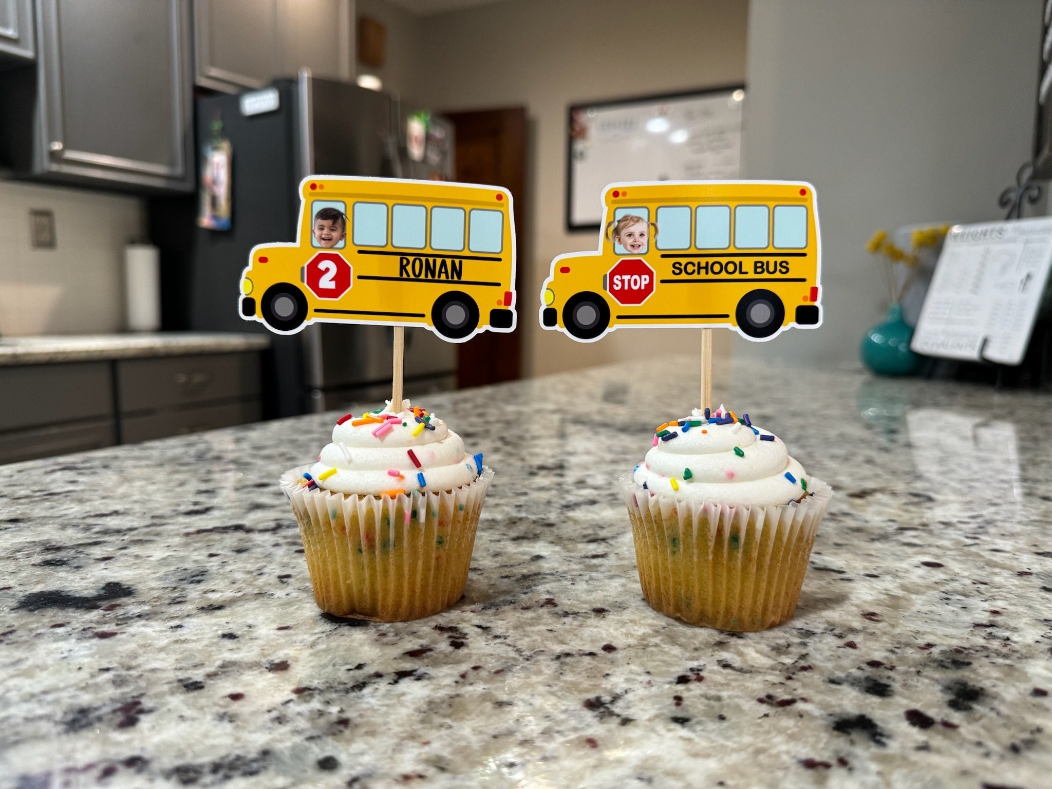 Wheels on the Bus Custom Photo Cupcake Toppers - Etsy