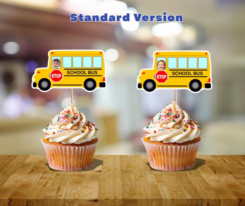 Wheels on the Bus Custom Photo Cupcake Toppers - Etsy