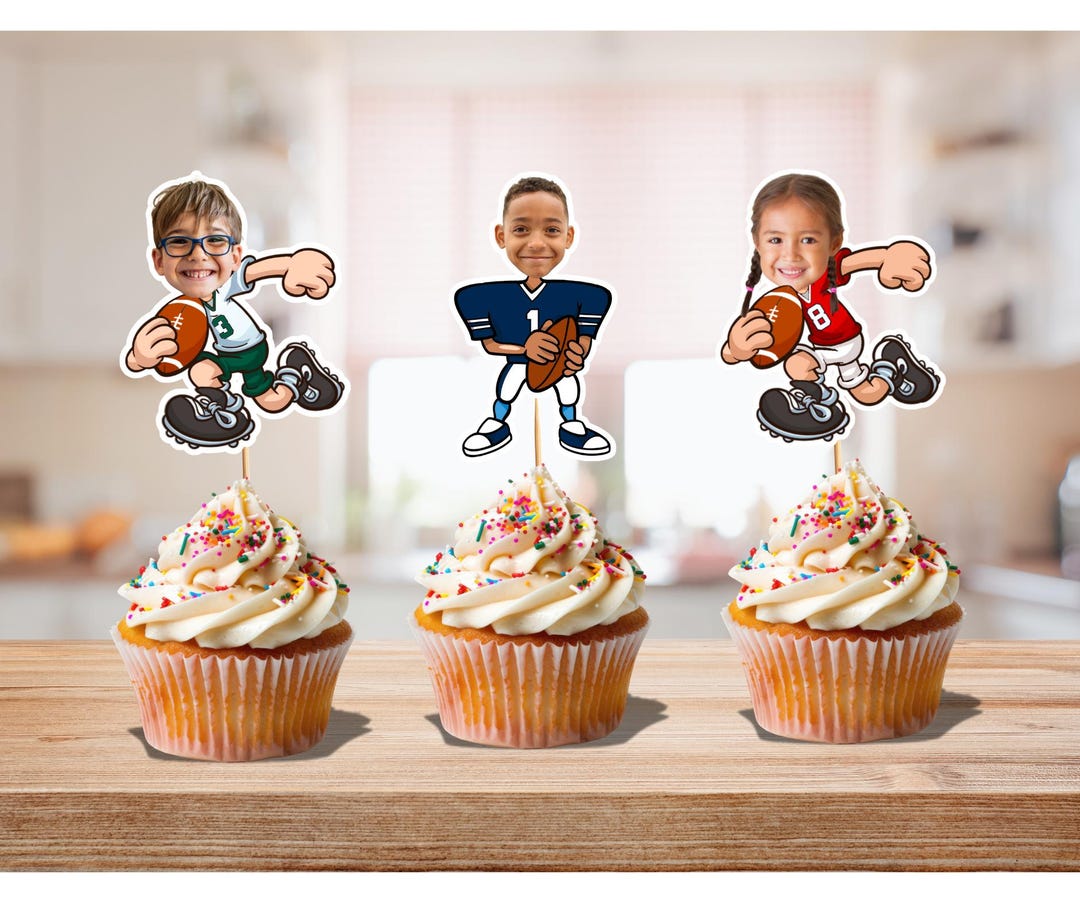 Custom Photo Football Cupcake Toppers - Etsy