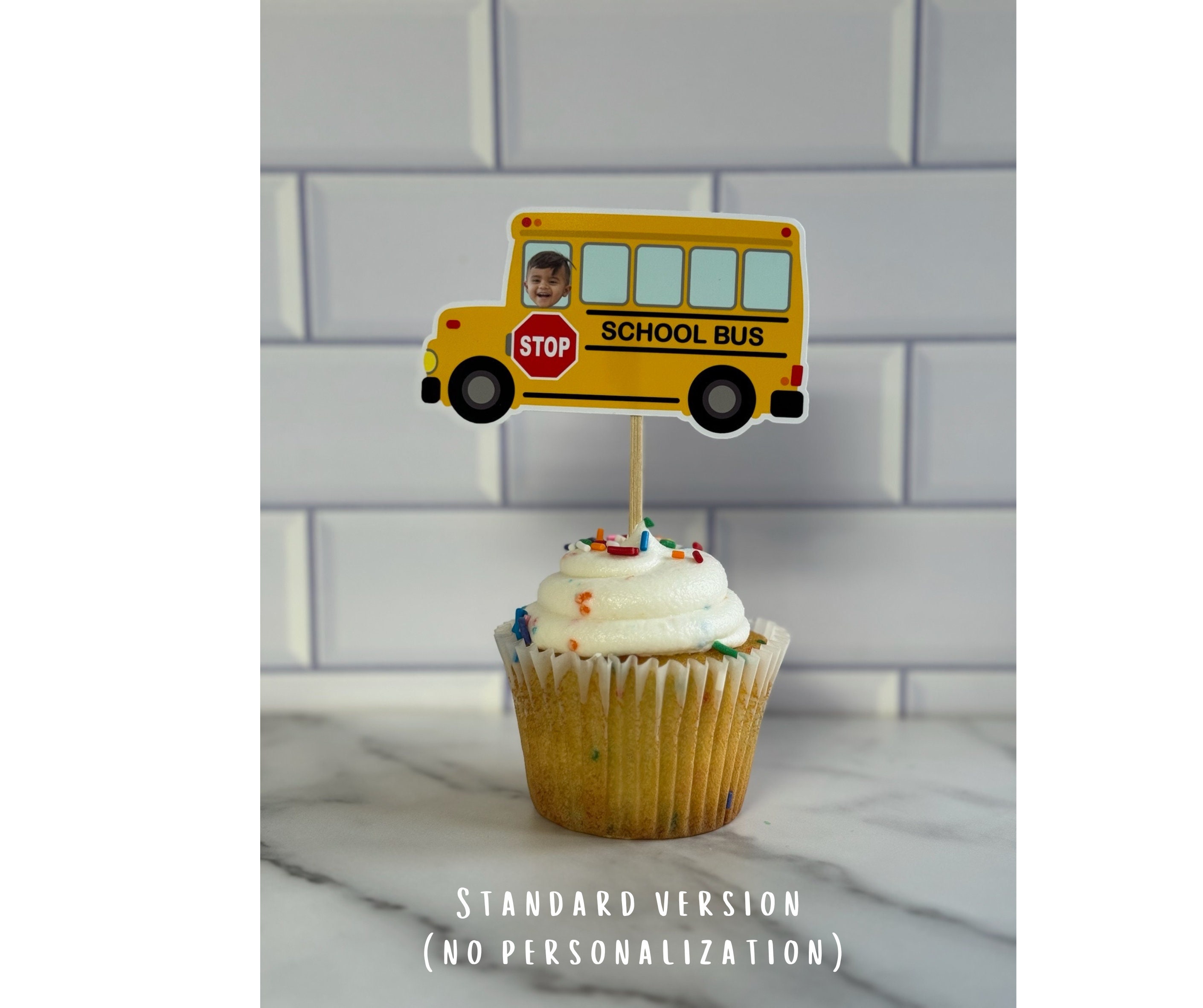 Wheels on the Bus Custom Photo Cupcake Toppers - Etsy