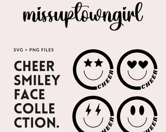 Cheer - Allstar Cheer - Cheerleading - Heart Eyes Smiley Face - Etsy