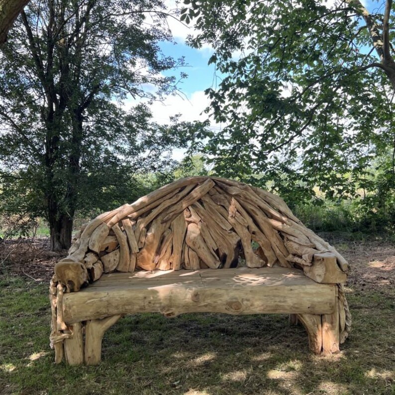 Handcrafted Teak Rustic Bench, Garden Furniture. Wooden Bench. Handmade ...