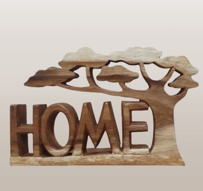 Hand Carved Wooden Art Work Home. Word Art Acacia Wood. Home Decor. - Etsy
