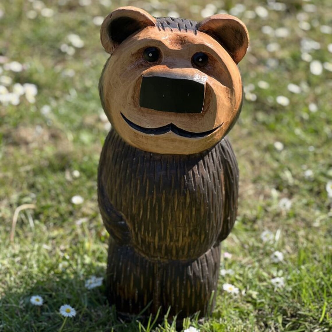 Hand Carved Wooden Barney Bear Sculpture-large. Outdoor Indoor Statue ...