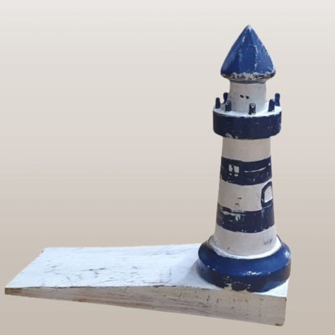 Hand Carved Wooden Lighthouse Doorstop, Coastal Theme Handmade Home Accessory - Etsy