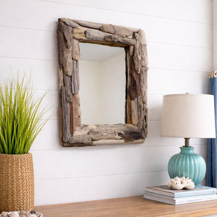 Handmade Driftwood Mirror. Coastal Home, Bathroom, Seaside Lovers ...