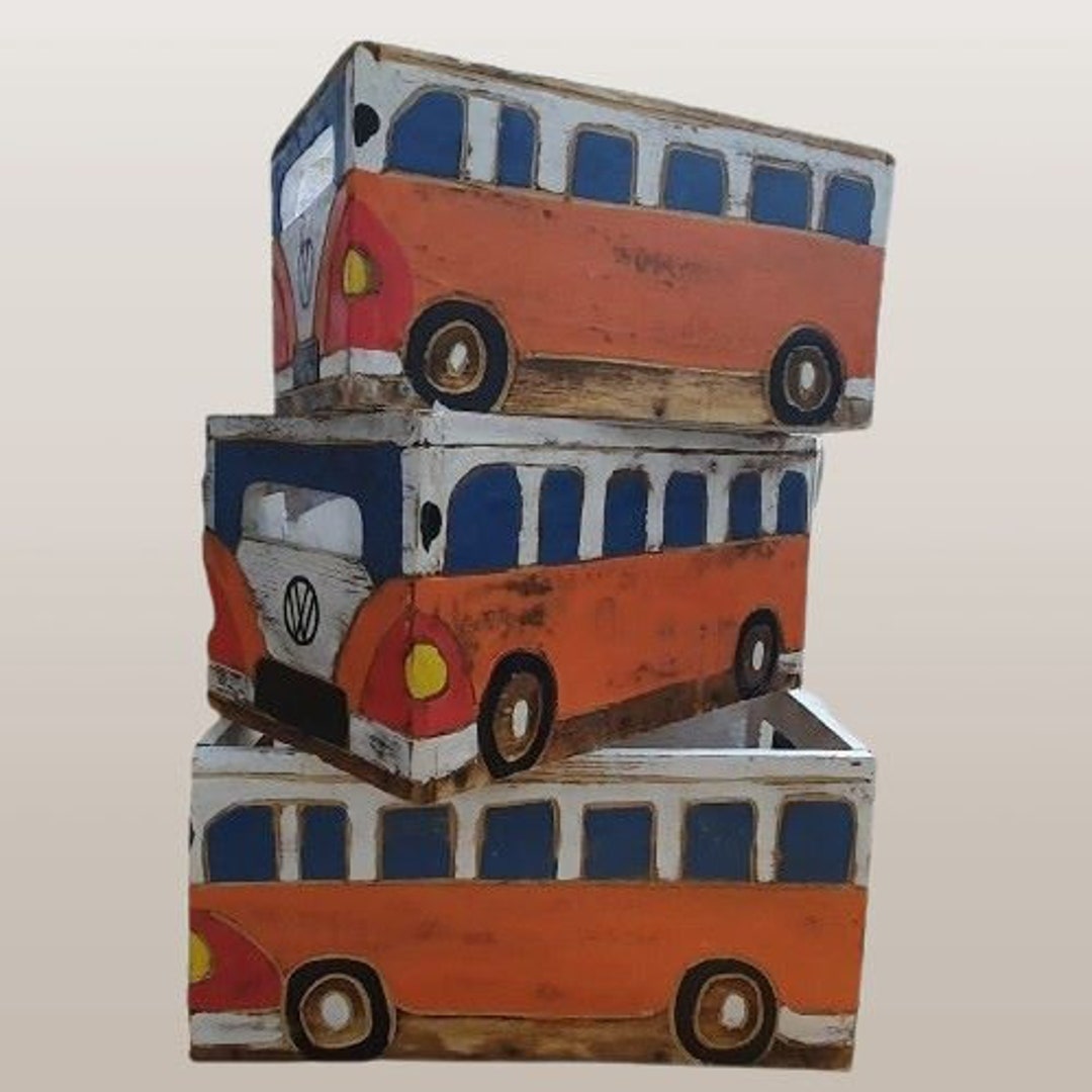 Handcrafted Wooden Campervan Storage Crates/ Boxes. Hand Painted Crates ...