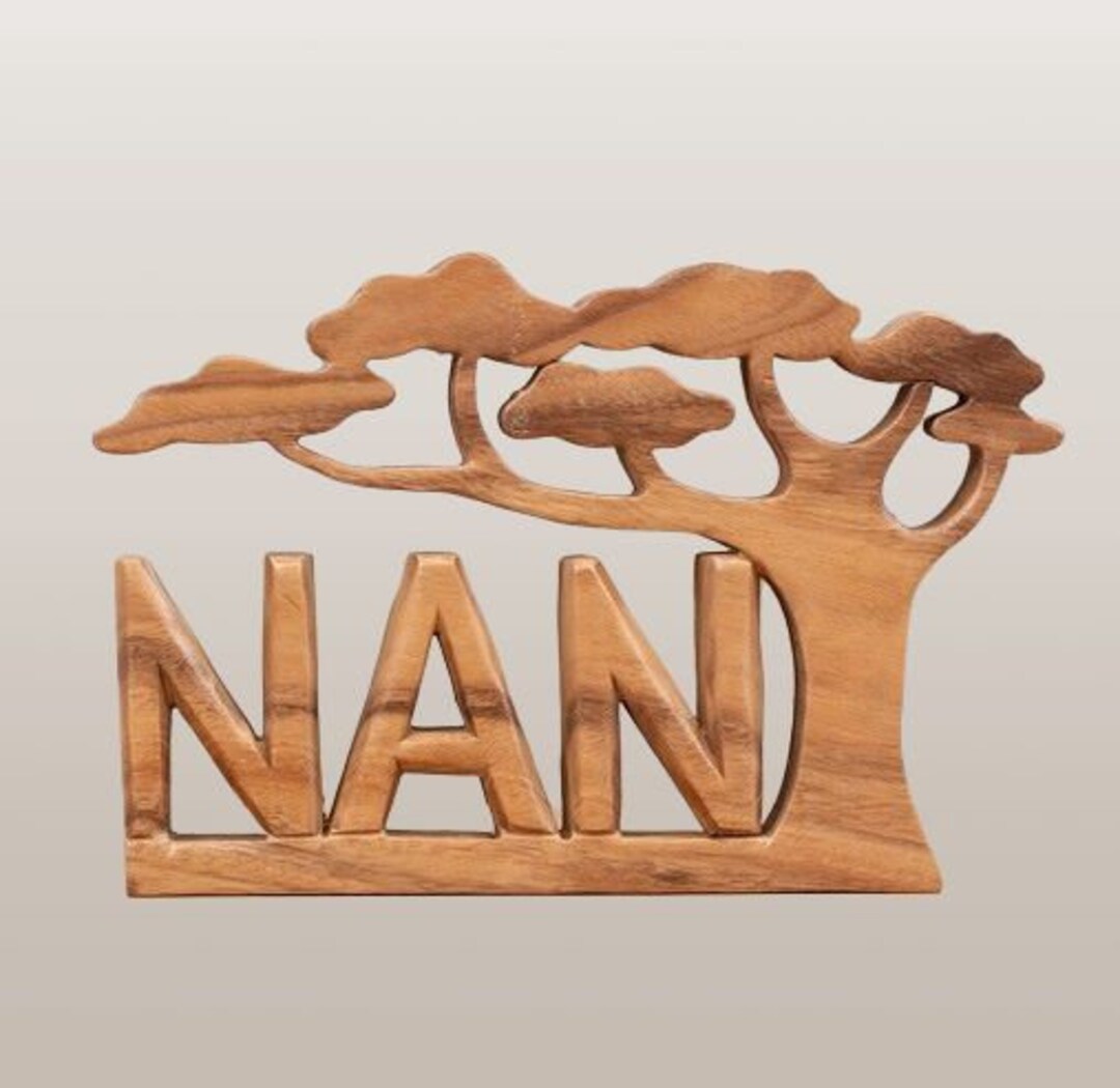 Hand Carved Wooden Art Work - Nan. Word Art Acacia Wood. Home Decor. - Etsy