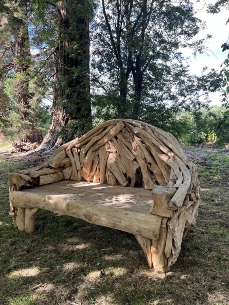 Handcrafted Teak Rustic Bench, Garden Furniture. Wooden Bench. Handmade ...