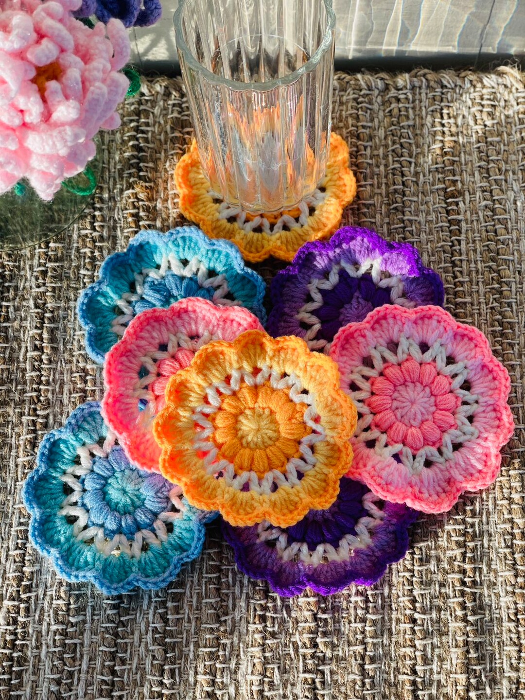 Handmade Crocheted Floral Coaster Perfect Valentine's Day Gift for Mom ...