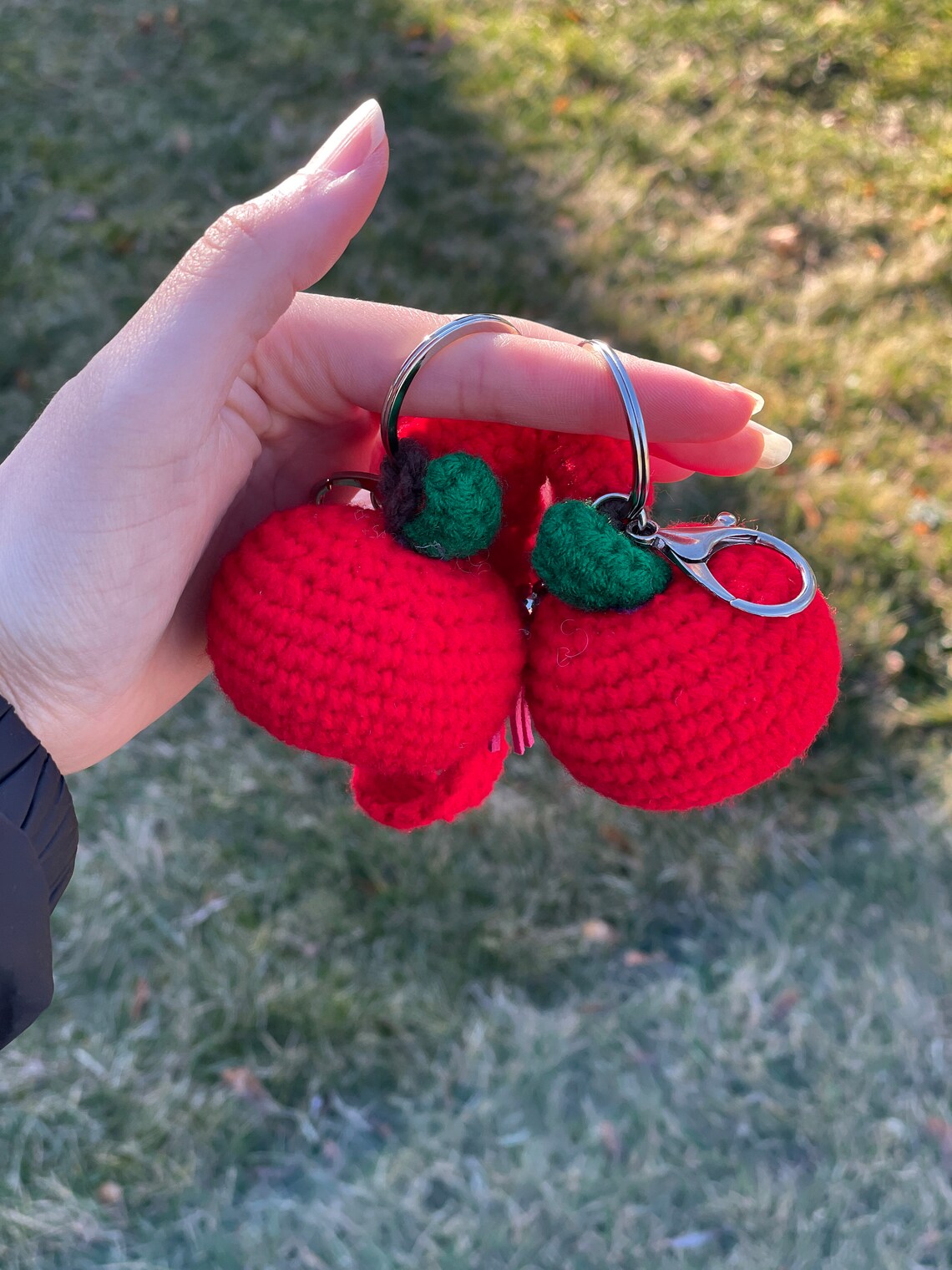 Handmade Crochet Cute Fruit Keychain - Creative Handcrafted Bag Charm ...