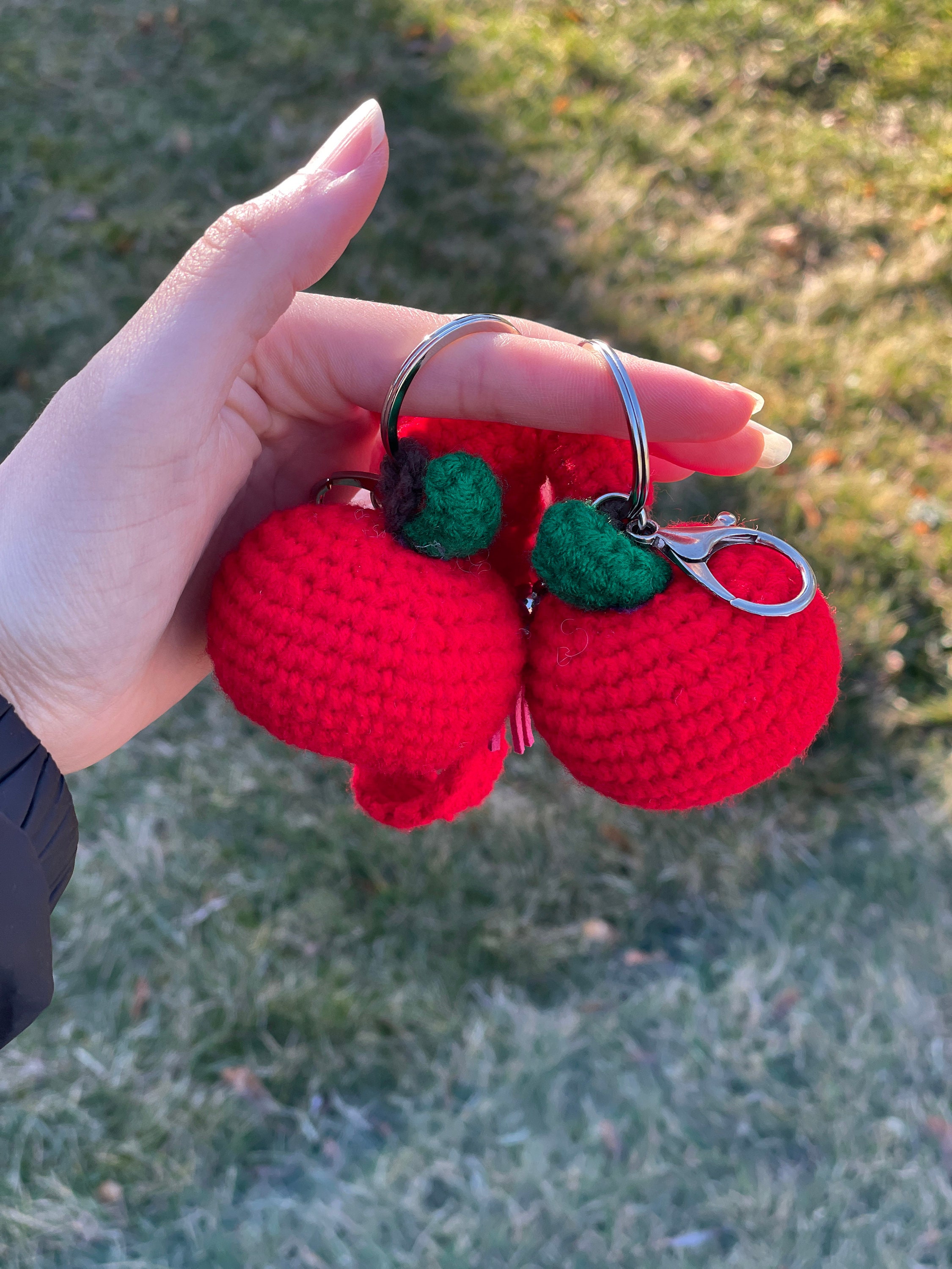 Handmade Crochet Cute Fruit Keychain - Creative Handcrafted Bag Charm ...