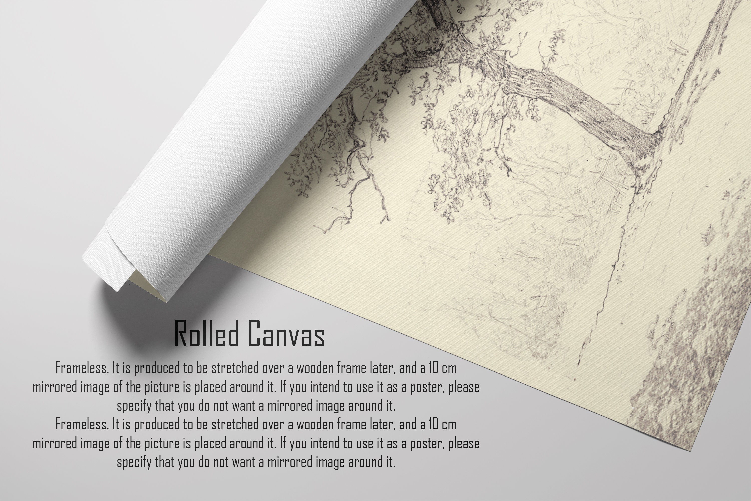 1846 Tree Sketch Photo Vintage Canvas Wall Art, Framed Vintage Print ...