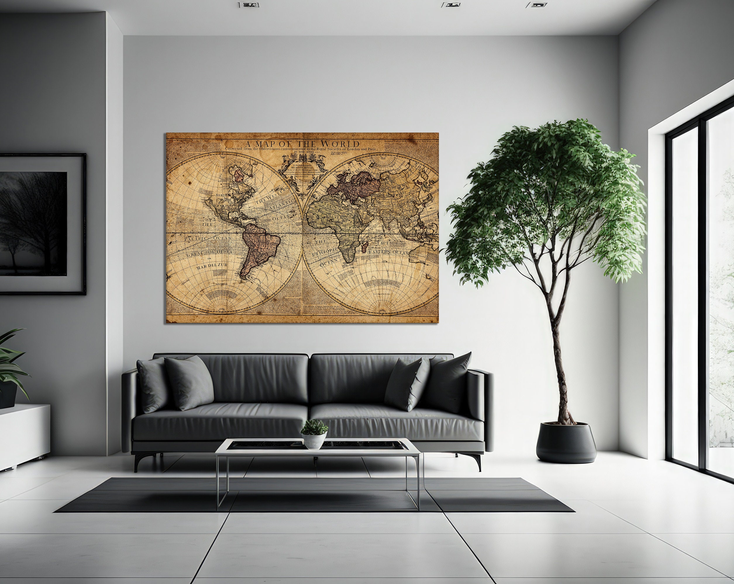 Old World Canvas Map, Vintage World Map Canvas Wall Art, Antique World ...