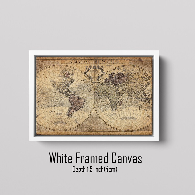 Old World Canvas Map, Vintage World Map Canvas Wall Art, Antique World ...