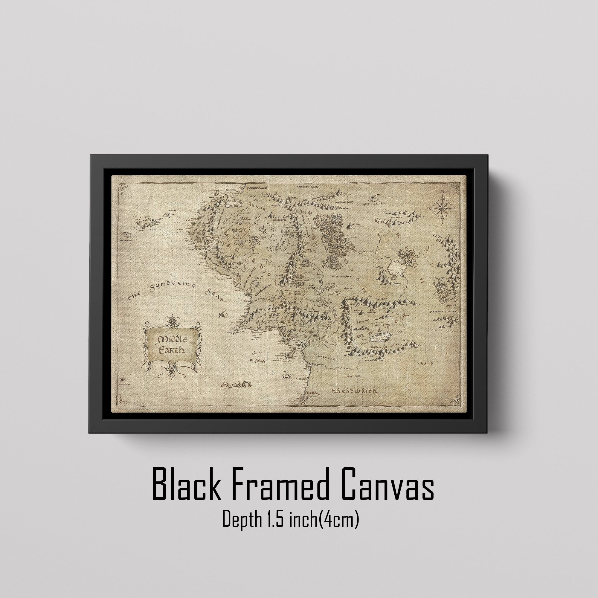 Lord of the Rings Movie Map, Middle Earth Antique Map Wall Art, World ...