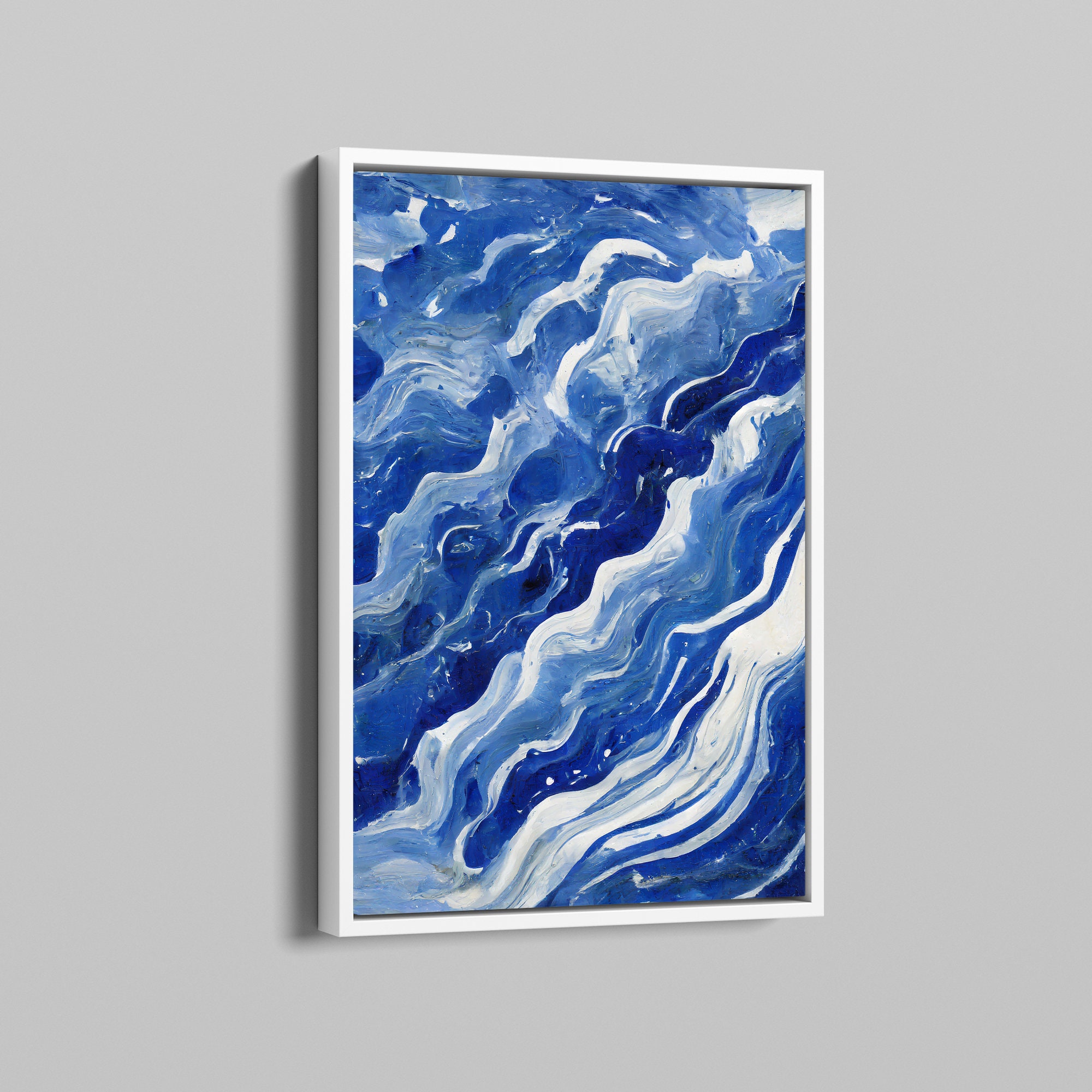Abstract Wave Wall Art Abstract Blue Canvas Wall Art Inspirational ...