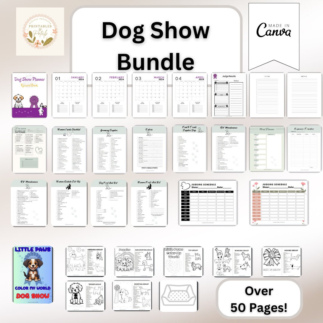 Dog Show Planner Bundle, RV Checklist, Coloring Book (PDF Download) - Etsy