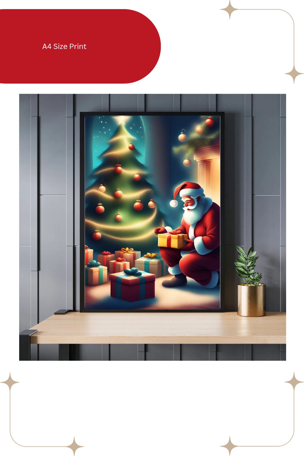 Father Christmas Digital Print / Instant Download / Christmas Art ...
