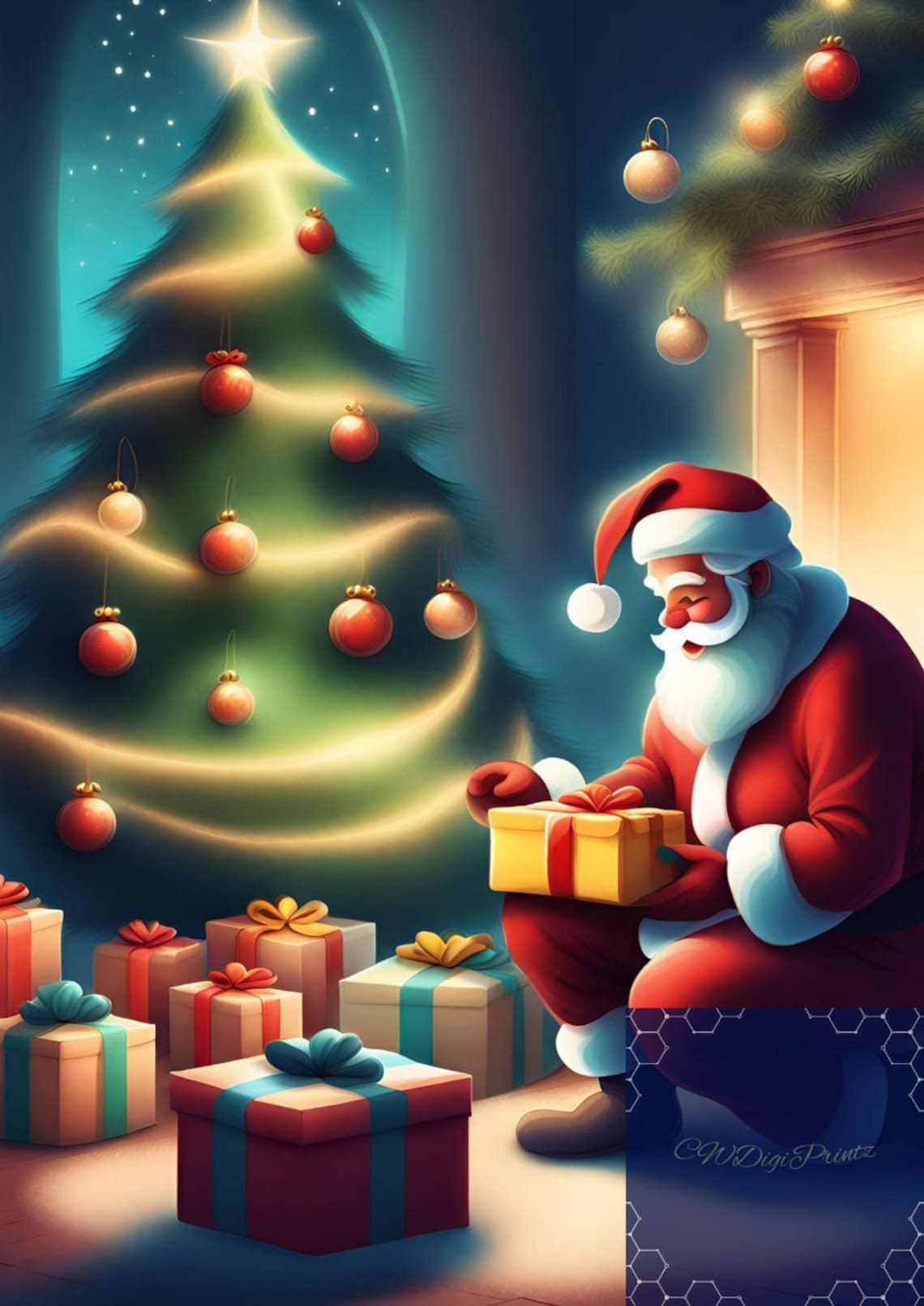 Father Christmas Digital Print / Instant Download / Christmas Art ...