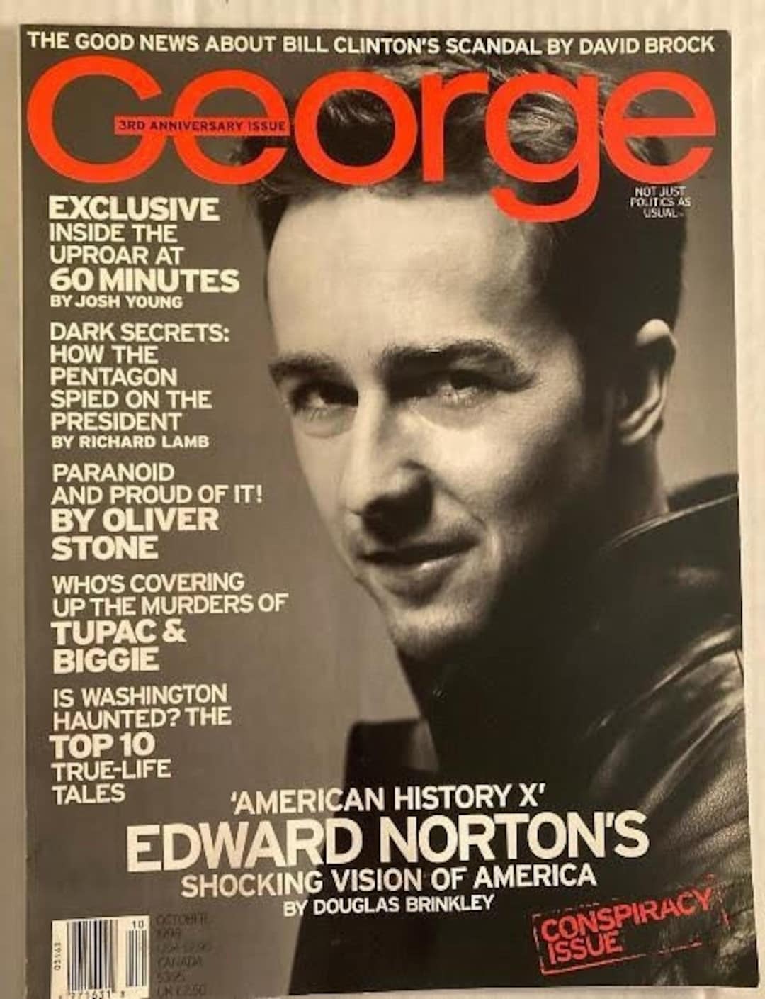 GEORGE MAGAZINE OCTOBER 1998 Ed Norton - Etsy