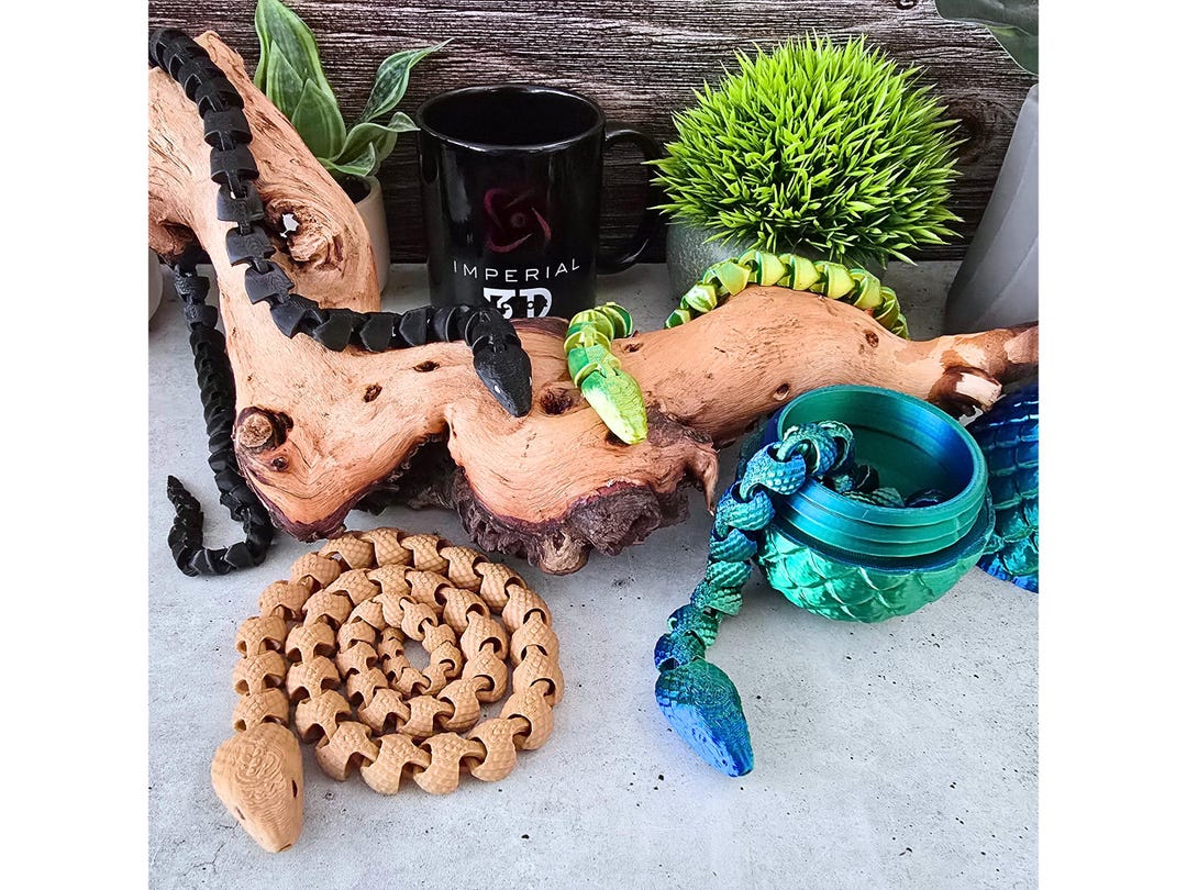 3D Printed Articulated Snake Flexi Toy: Color-changing PLA, STEM Gift ...