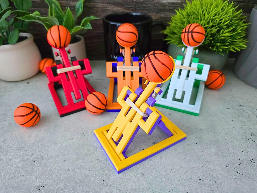 Basketball Folding Catapult: 3D Printed Two-toned Travel Toy, Choose ...