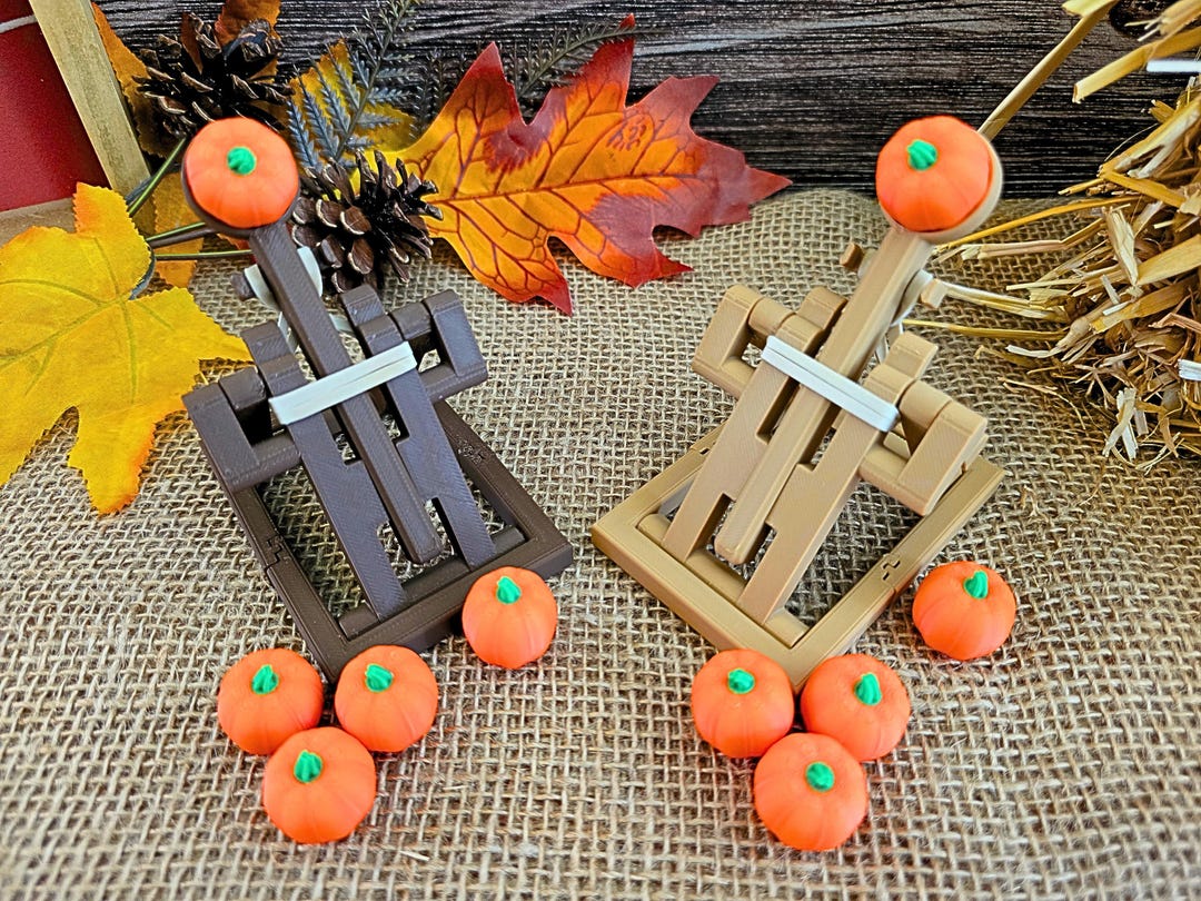 3D Printed Folding Pumpkin Chunking Catapult Toy: Mini Pumpkin Launcher ...