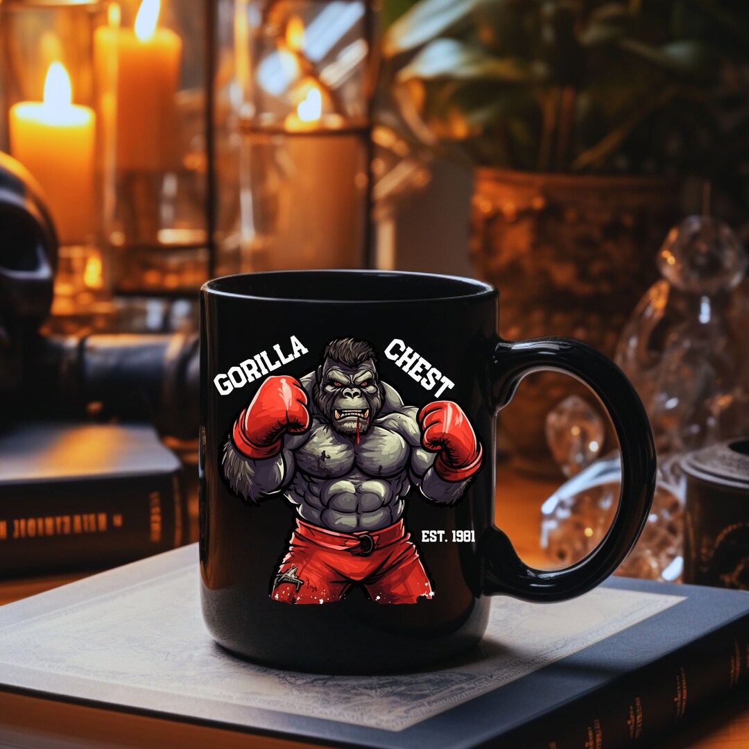 Gorilla Chest Mug, Big Gorilla Cup, Animal Lovers, Boxing Gorilla ...