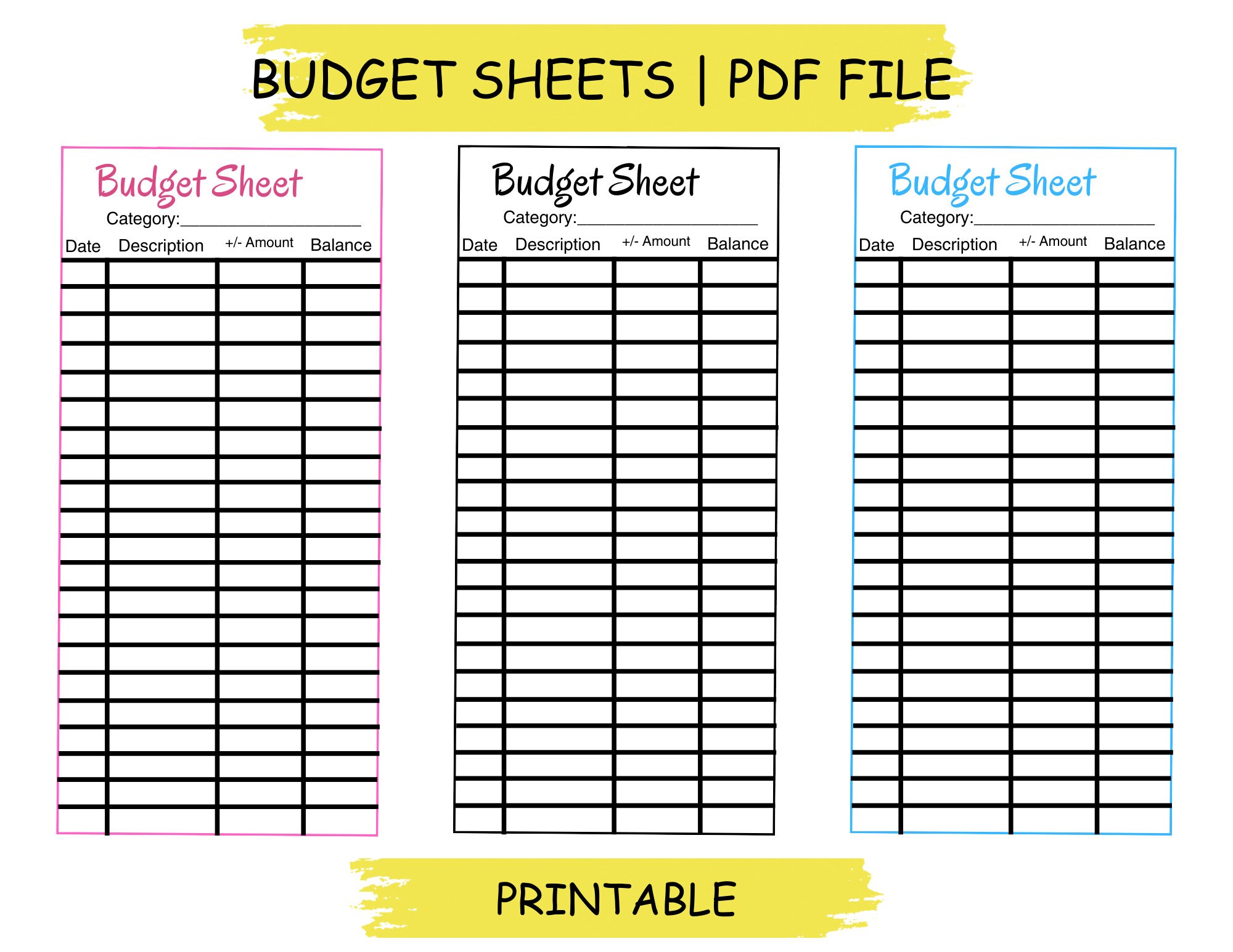 Budget Sheets Printable PDF - Etsy