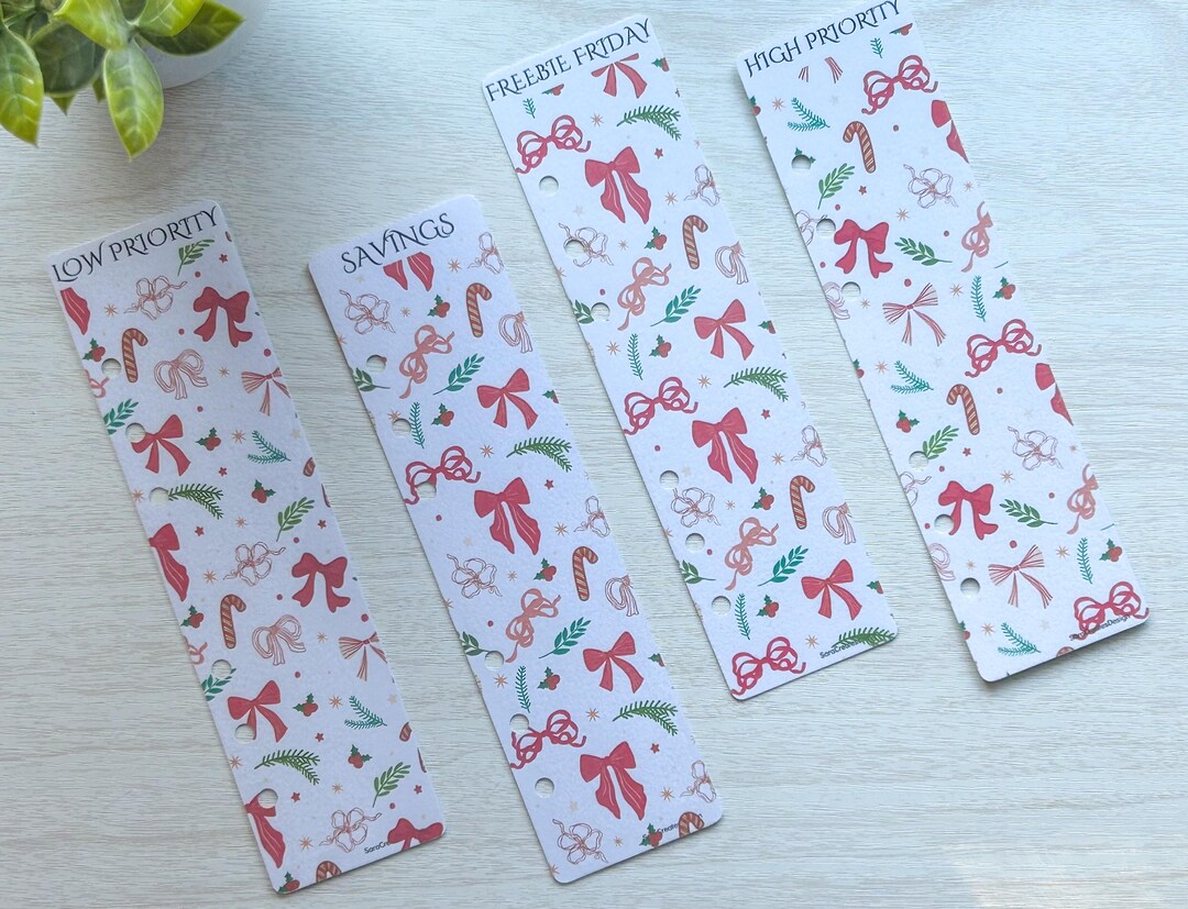 A6 Budget Binder Peekaboo Bookmark: Holly Jolly Tabbed Dividers ...