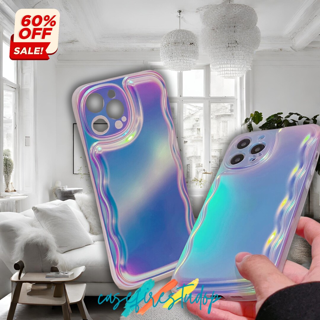 Holographic Nebula Shockproof Laser Wave Frame Case for iPhone - Etsy