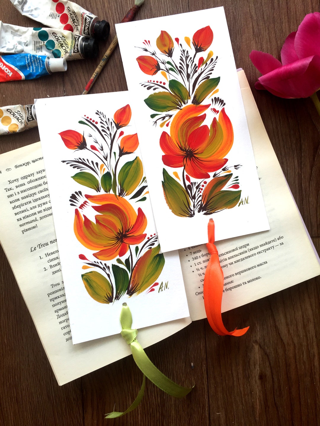 Petrykivka Painting of Original Bookmarks Ukrainian Folk Art Hand ...