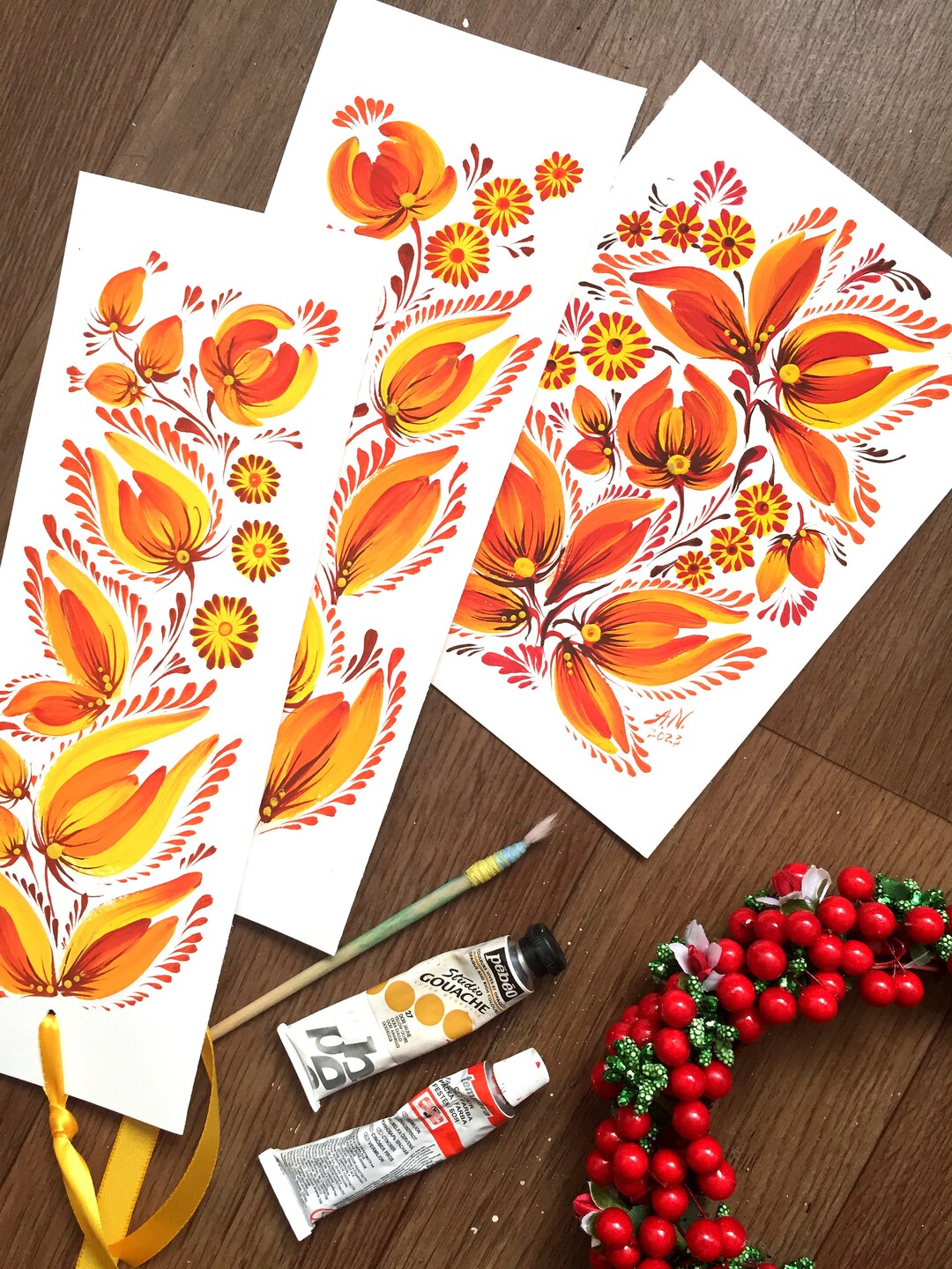 Original Bookmarks in Ukrainian Style Petrykivka Folk Art. Handmade ...