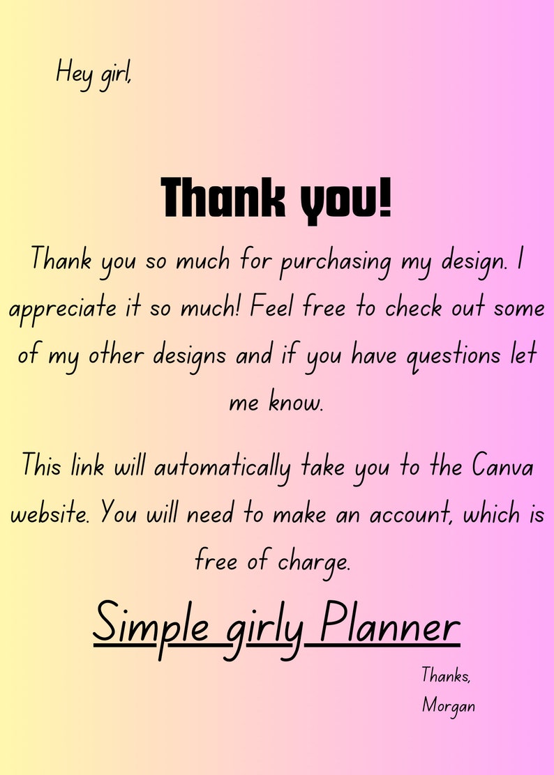 Simple Girly Weekly Planner - Etsy