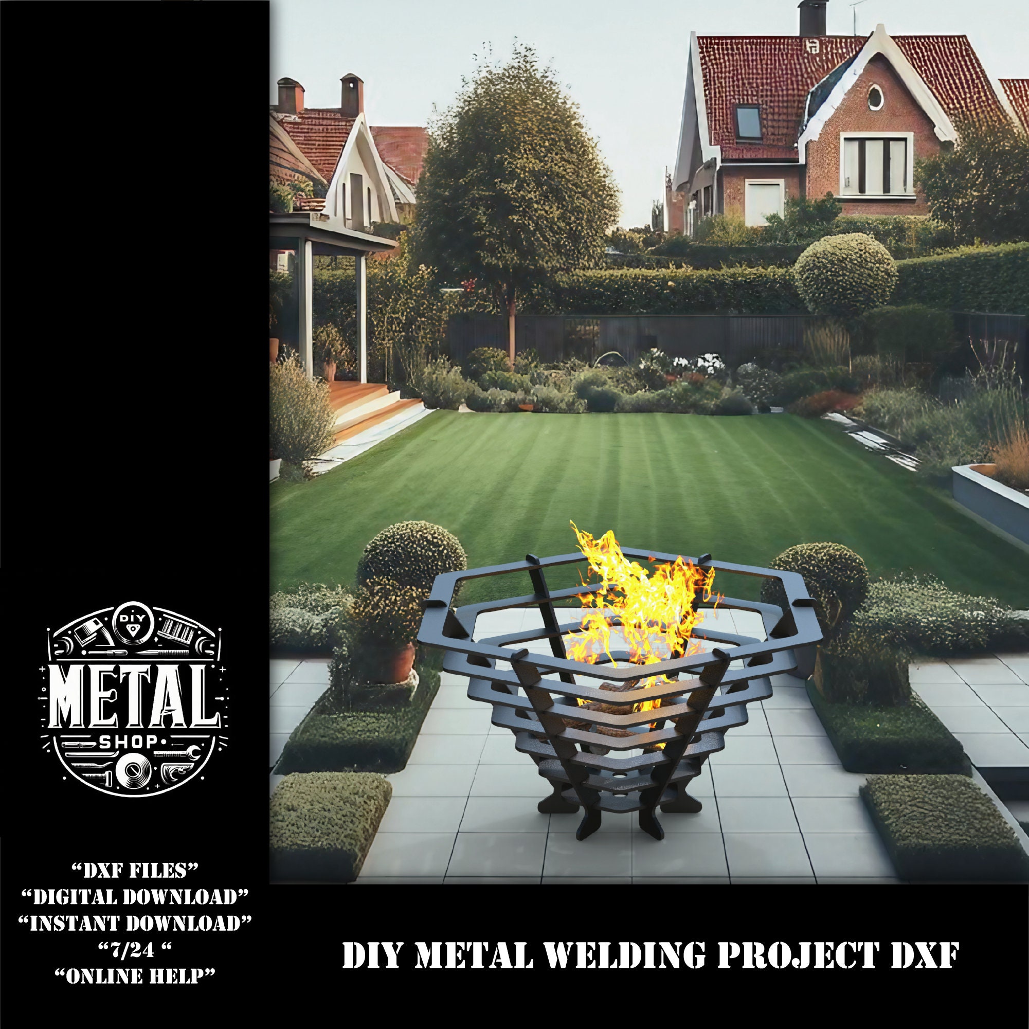 Hex Firepit V2 and Chair Bundle Dxf Files , Diy Metal Firepit Dxf , Dxf ...