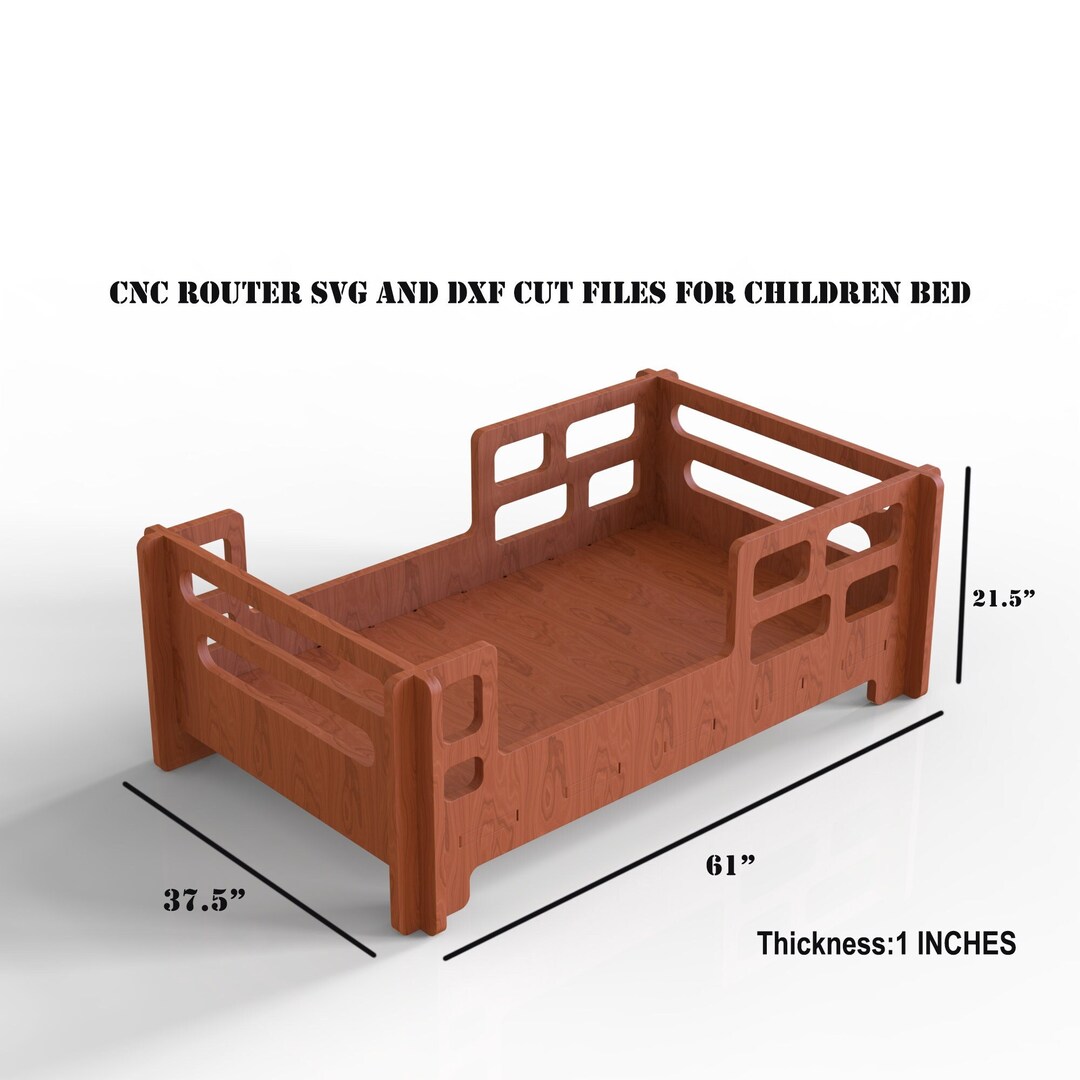 Diy Children Bed Wooden Svg Dxf Files for Router, 1 Inches Wooden ...