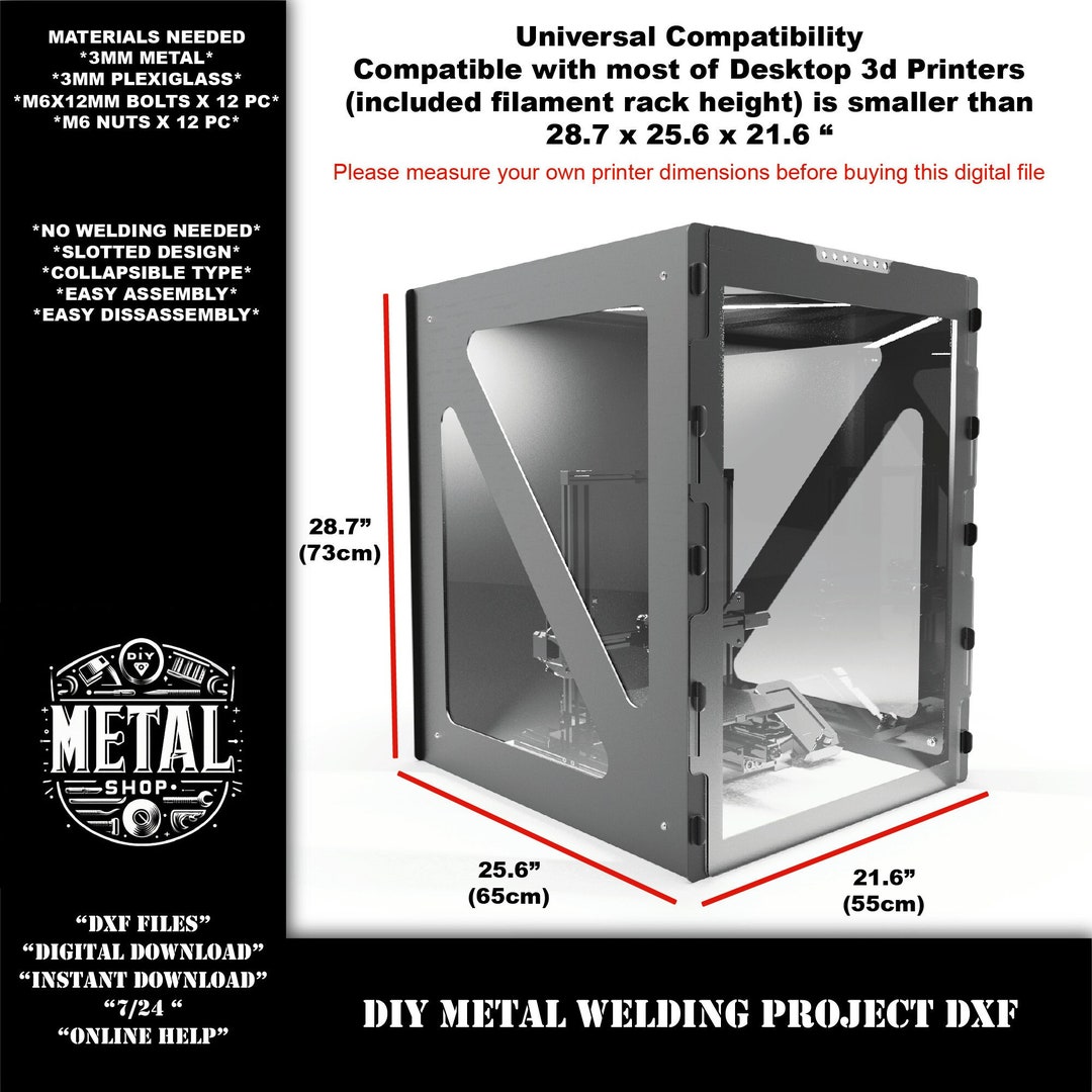 DIY 3D Printer Enclosure: Collapsible Metal Case DXF (digital Download ...