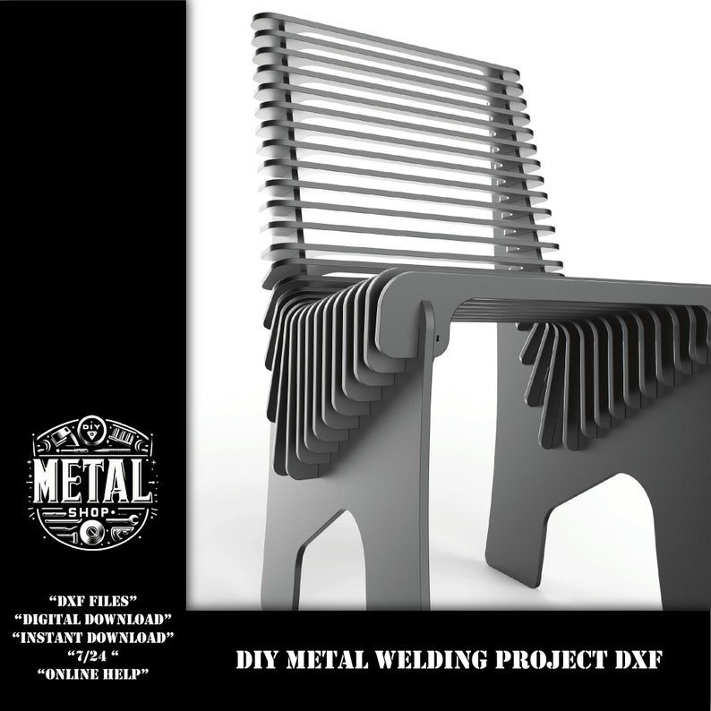 Metal Chair DXF Welding Project Files: 8mm Lasercut Design (digital ...