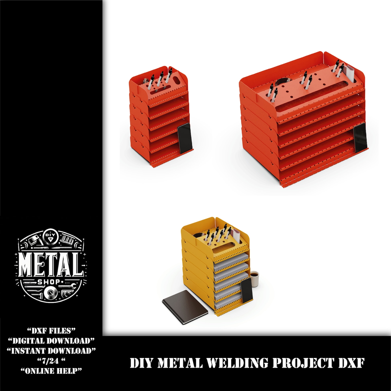 Bundle A3 A4 A5 Organizer Desktop Shelves Sheet Metal Dxf Files, A4 ...