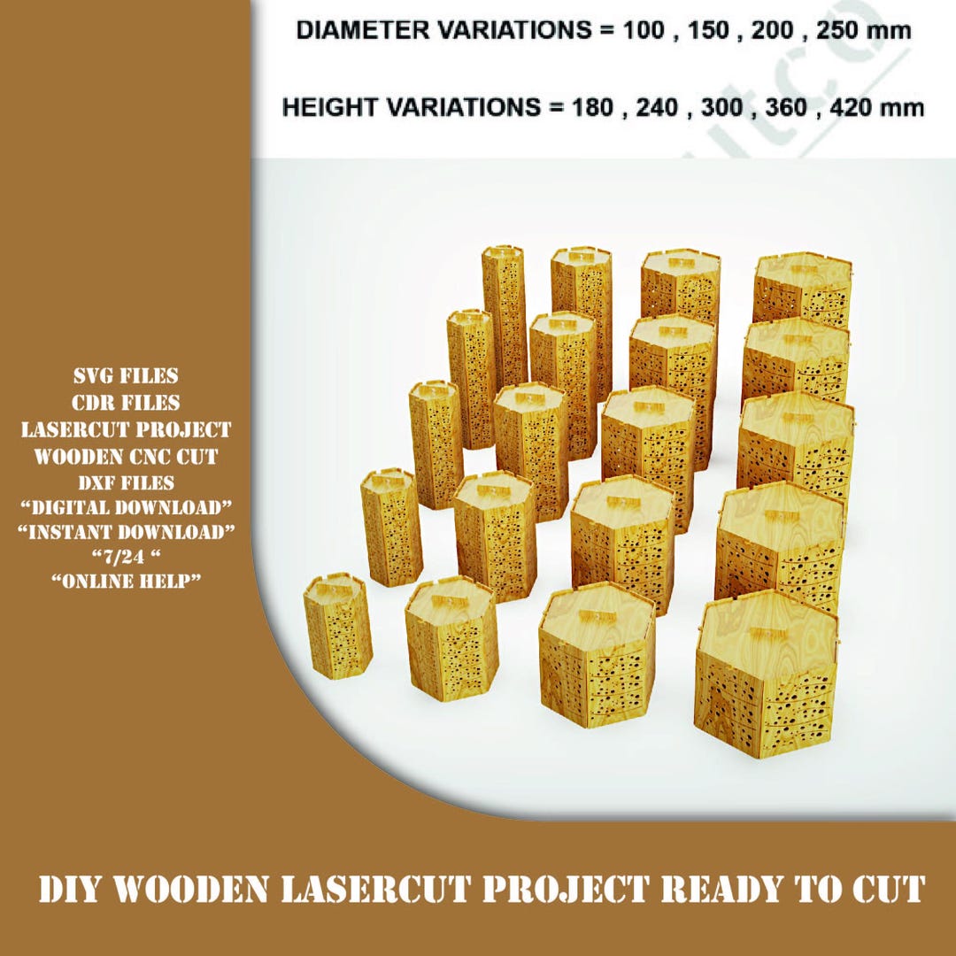 Hexagon Box Laser Cut File: Self Locking Lid, CNC Woodworking (digital ...