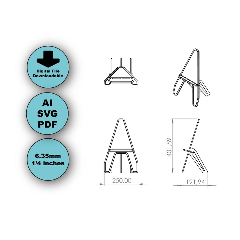 Laser Cut Paint Easel SVG File: Self Locking, CNC Woodworking (digital ...