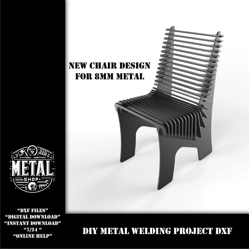 Metal Chair DXF Welding Project Files: 8mm Lasercut Design (digital ...