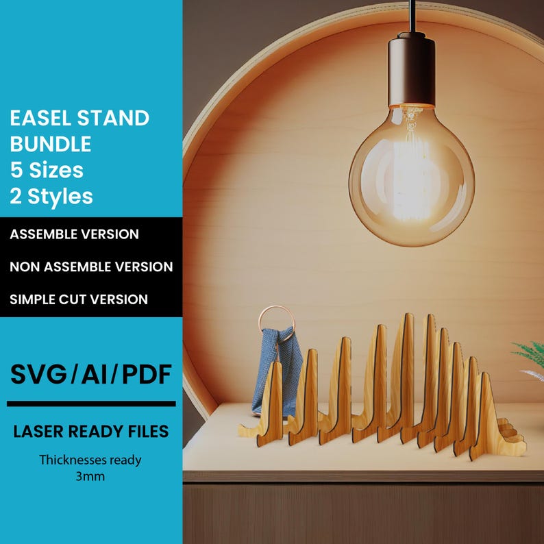 Easel Stand SVG Bundle Laser Cut File: Self Locking Lid, CNC ...